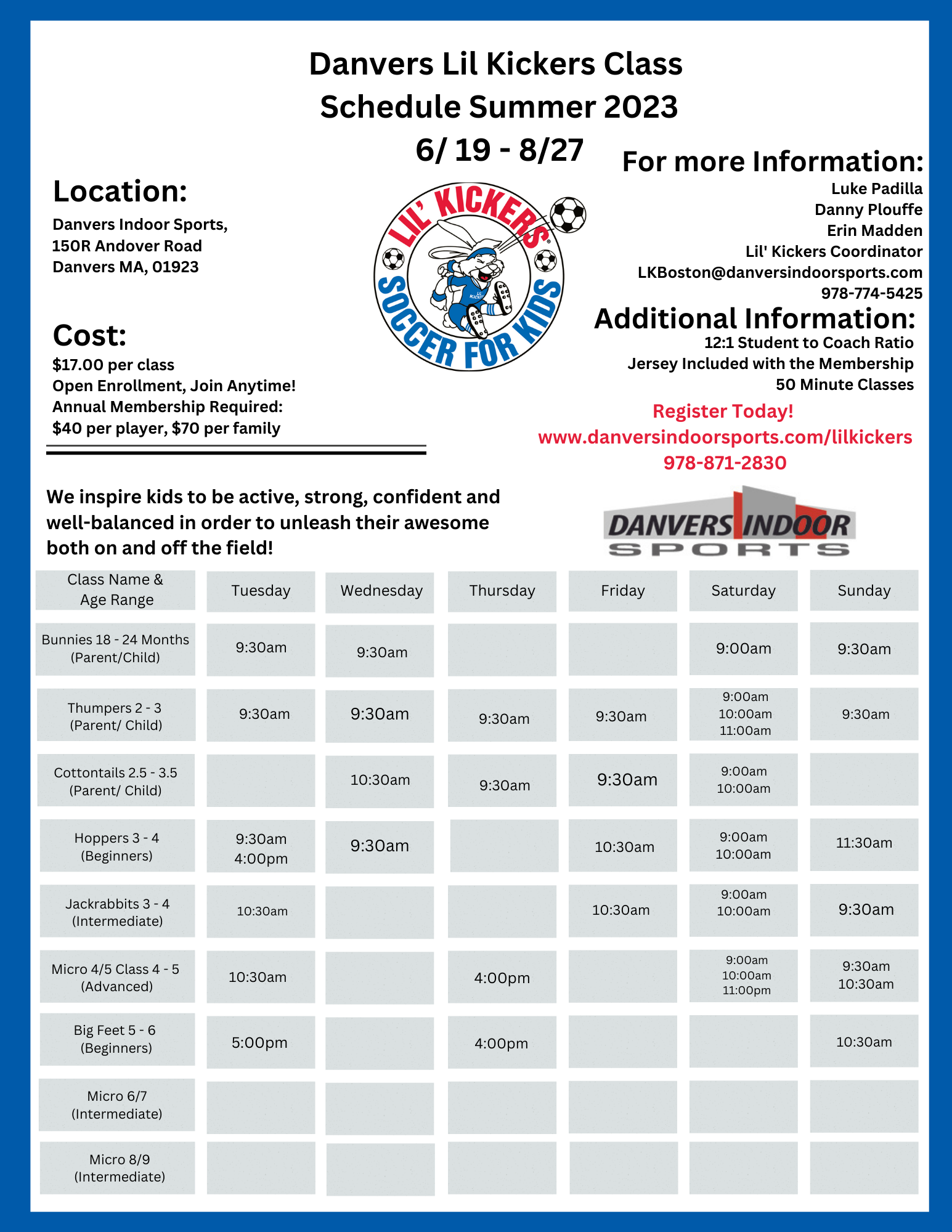 Schedules | Lil' Kickers Boston